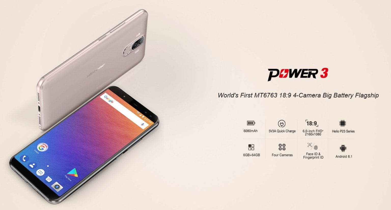 Ulefone Power 3 - 18:9 Smartphone mit 6080 mAh Akku